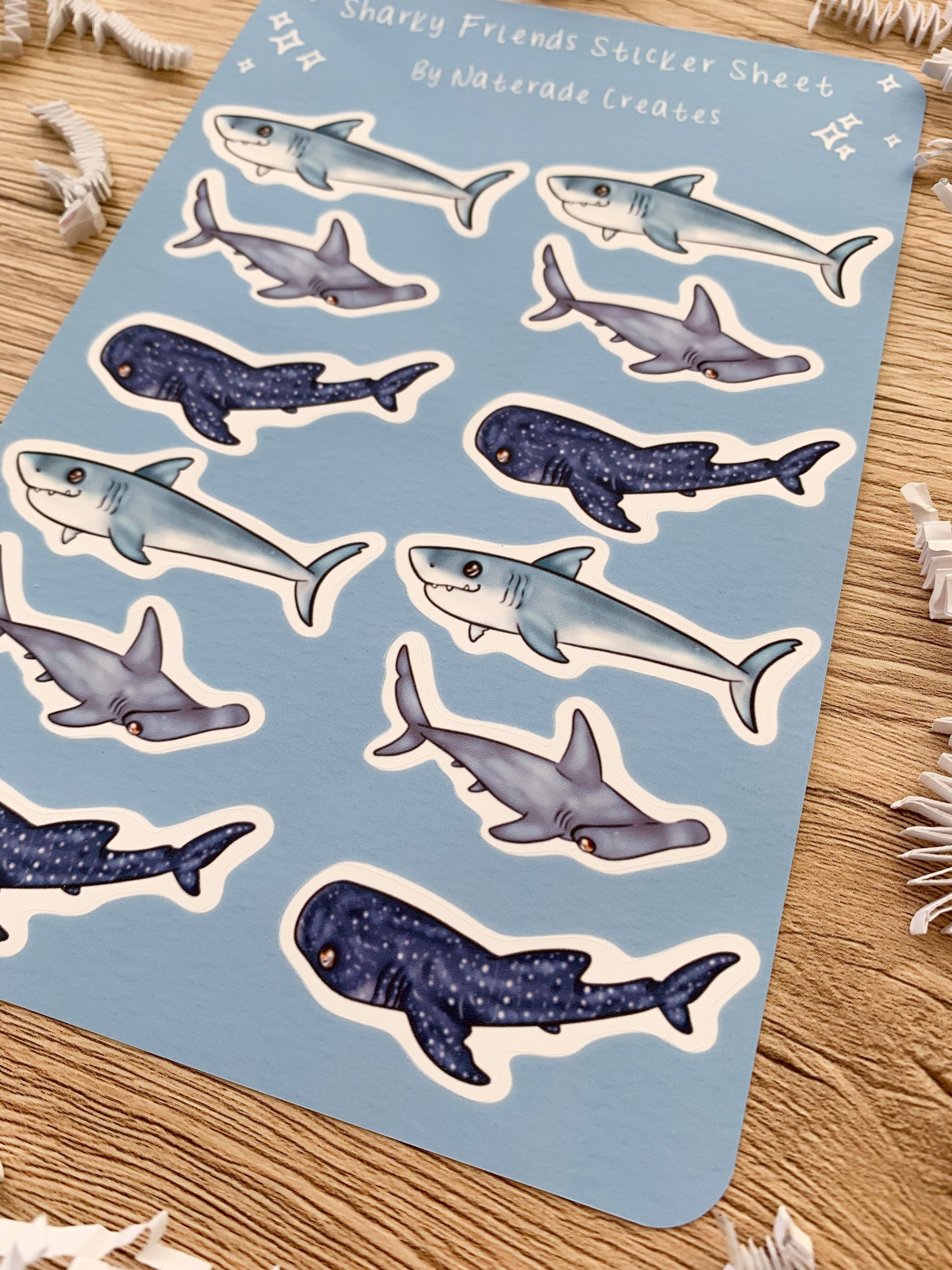 Sharky Friends Sticker Sheet Shark Stickers by Naterade | Etsy