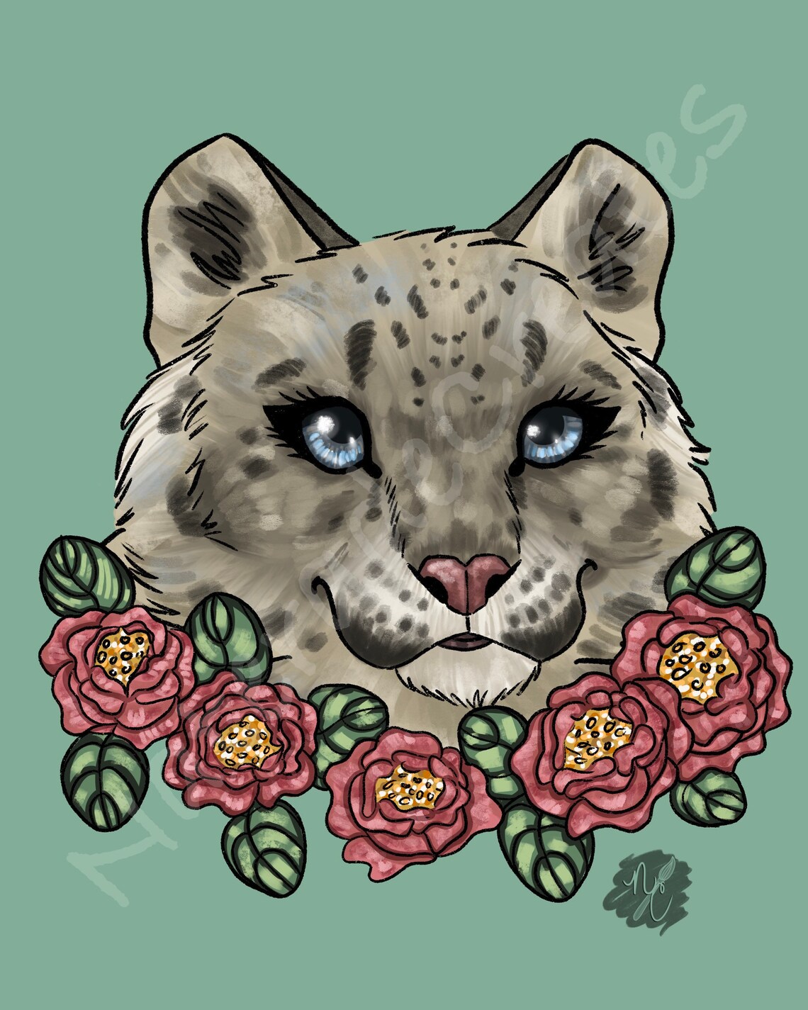 Snow Leopard Art Print Snow Leopard Art Snow Leopard Print | Etsy