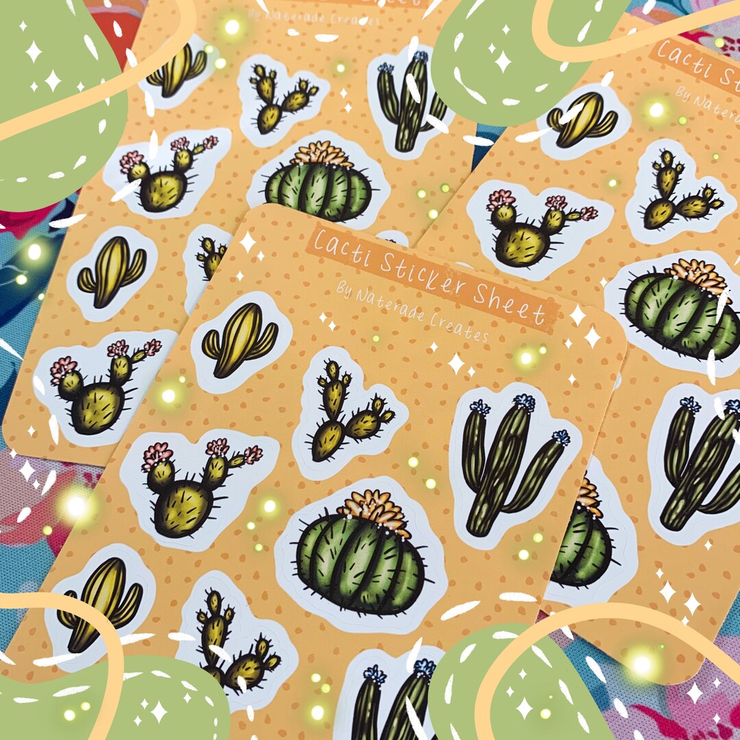 Cactus Sticker Sheet: Cacti Planner and Journal Stickers - Etsy