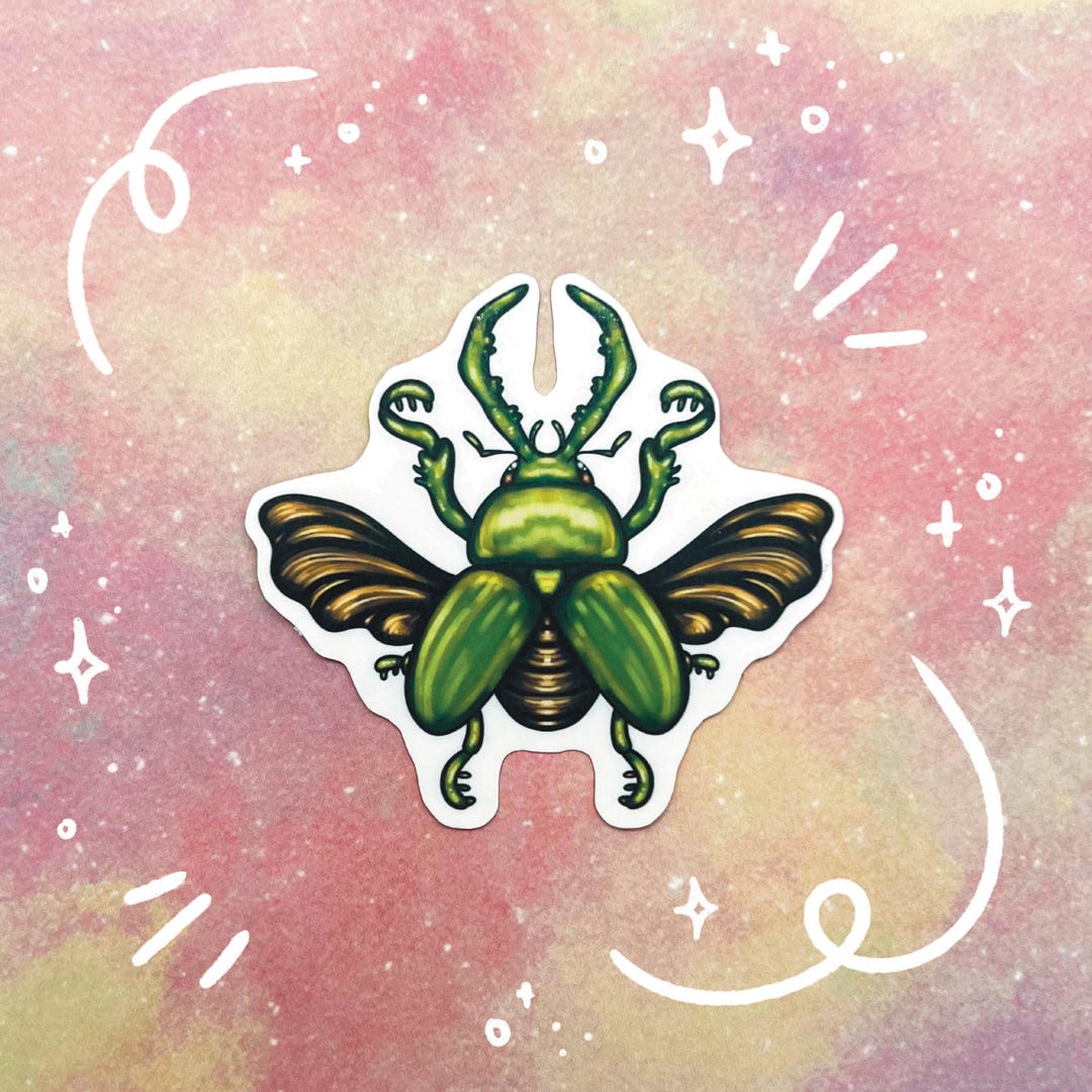 Green Beetle: Glossy Sticker Entomology Bug Stickers Original Art - Etsy