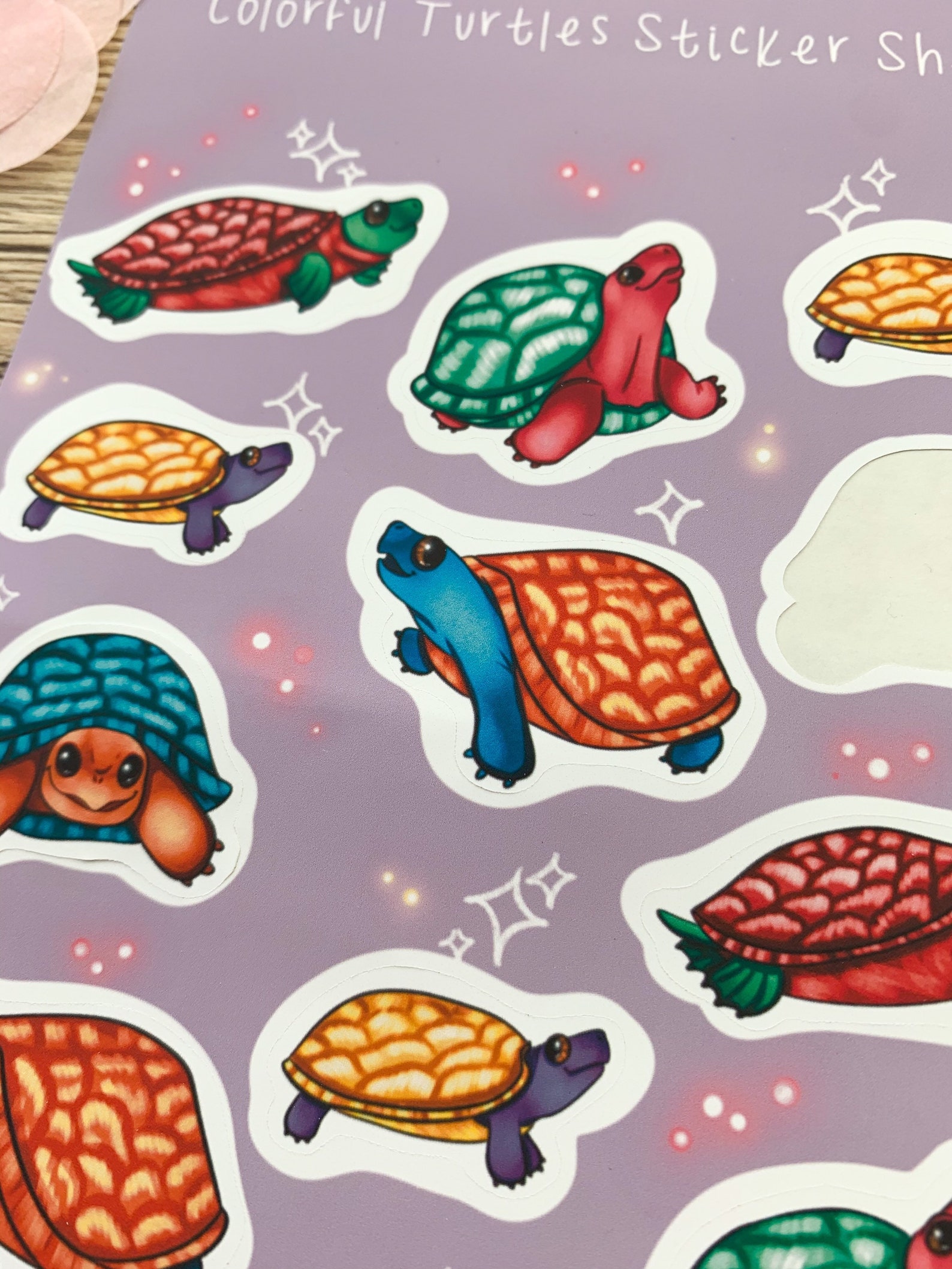 Colorful Turtles Sticker Sheet Turtle Stickers by Naterade | Etsy