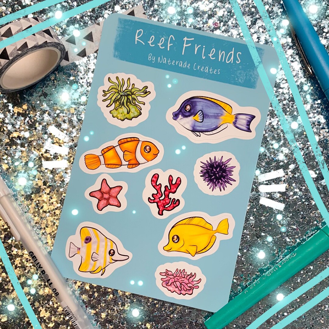 Reef Fish Sticker Sheet, Tropica Fish Stickers, Tropical Fish Planner ...