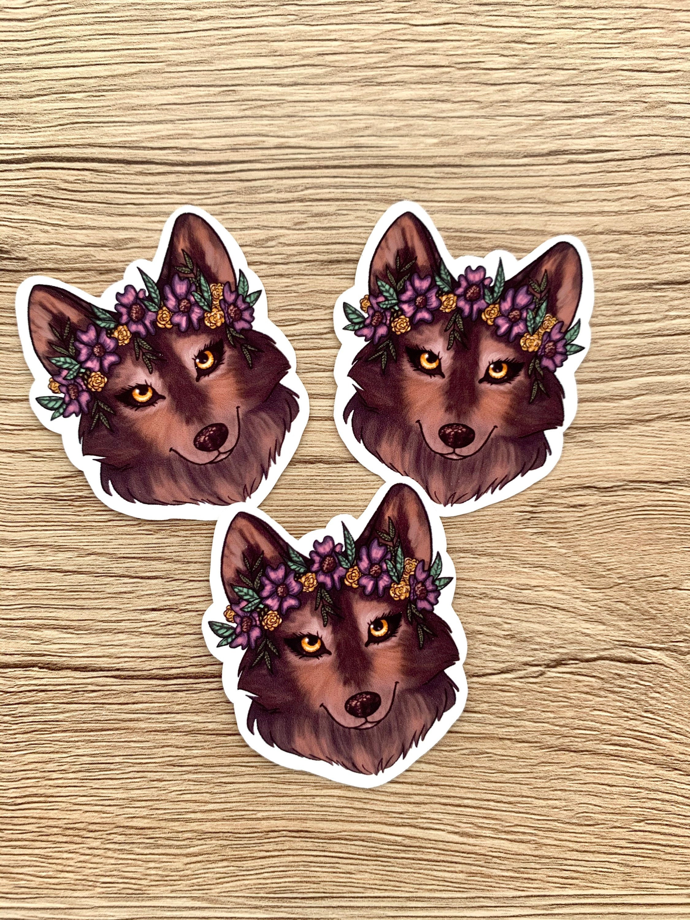 Brown Wolf Sticker Wolf Sticker Wolf Stickers Wolves - Etsy