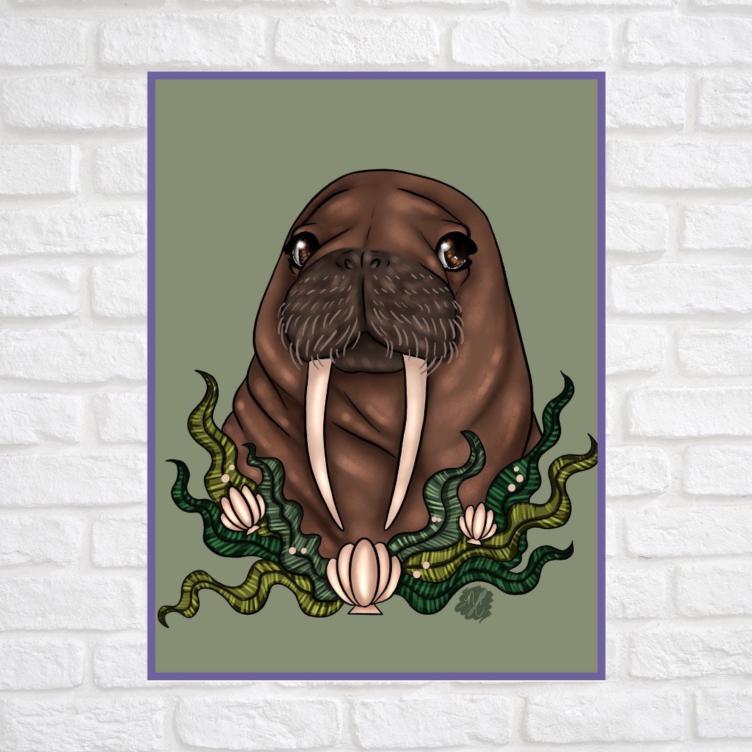 Walrus Illustration Art Print, Walrus Wall Art, Walrus Art Print ...