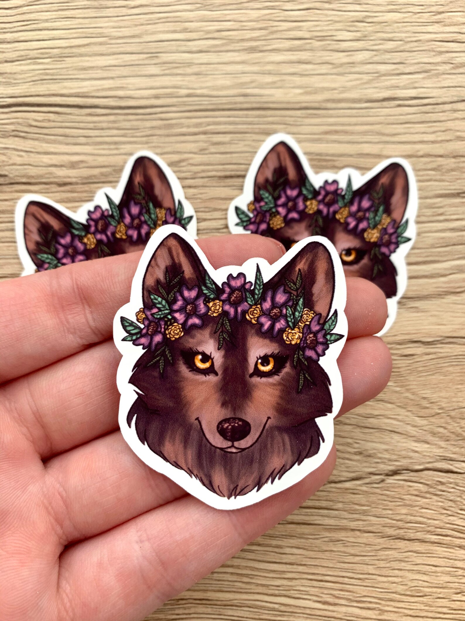 Brown Wolf Sticker Wolf Sticker Wolf Stickers Wolves | Etsy