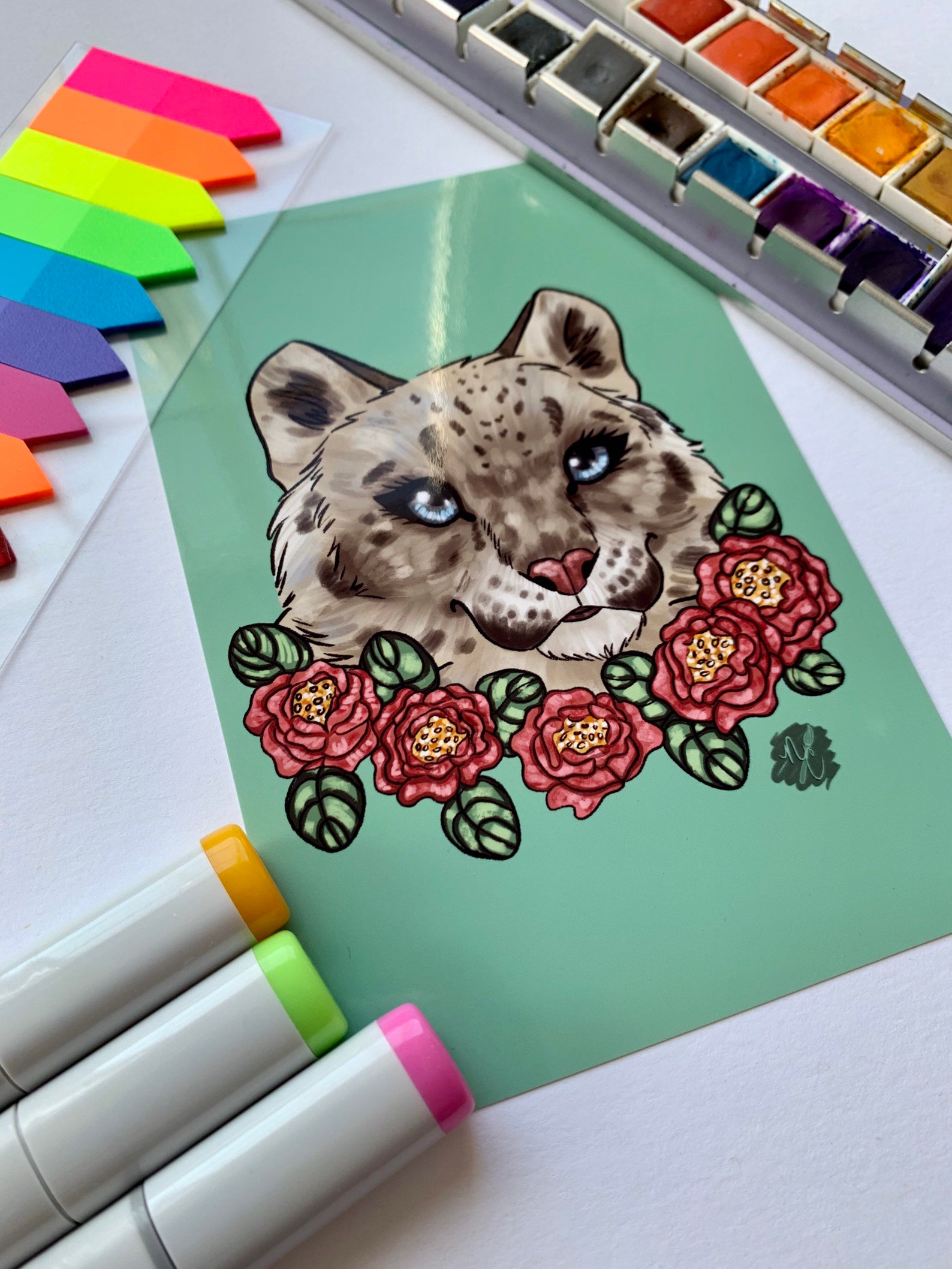 Snow Leopard Art Print Snow Leopard Art Snow Leopard Print - Etsy