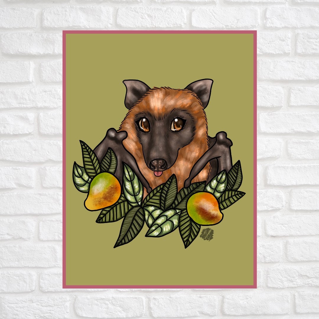 Fruit Bat Art Print, Fruit Bat Art, Fruit Bat Print, Bat Art, Bat Print ...