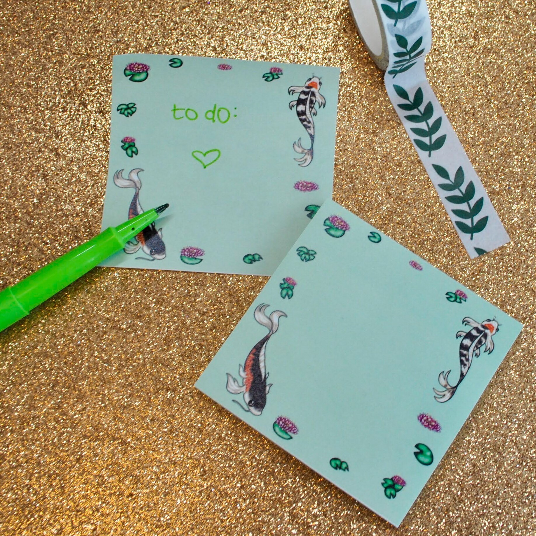 Koi Fish Sticky Notepads by Naterade Creates - Etsy UK