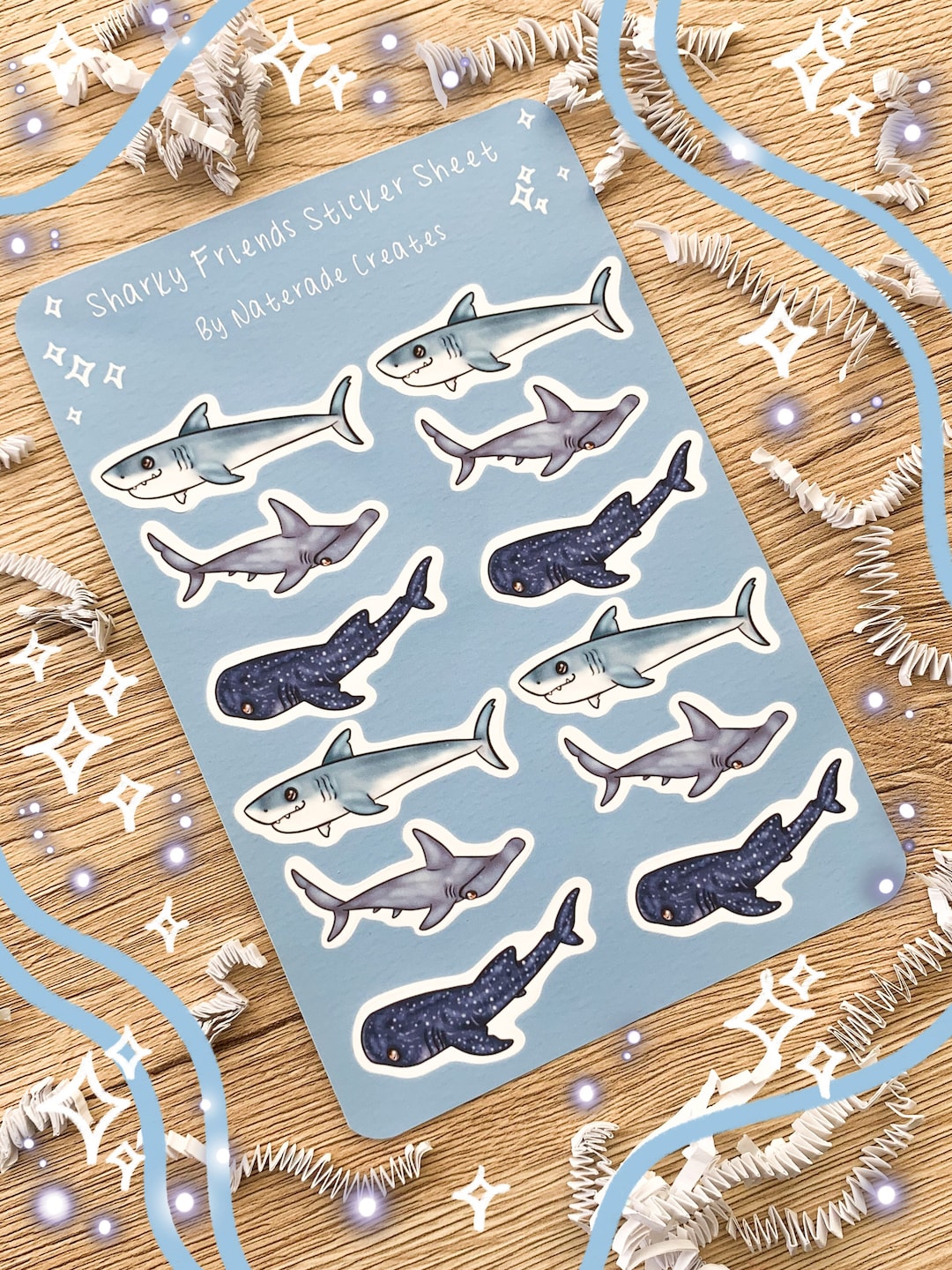 Sharks Sticker Sheet: Sharky Friends Stickers Journaling Shark Stickers ...