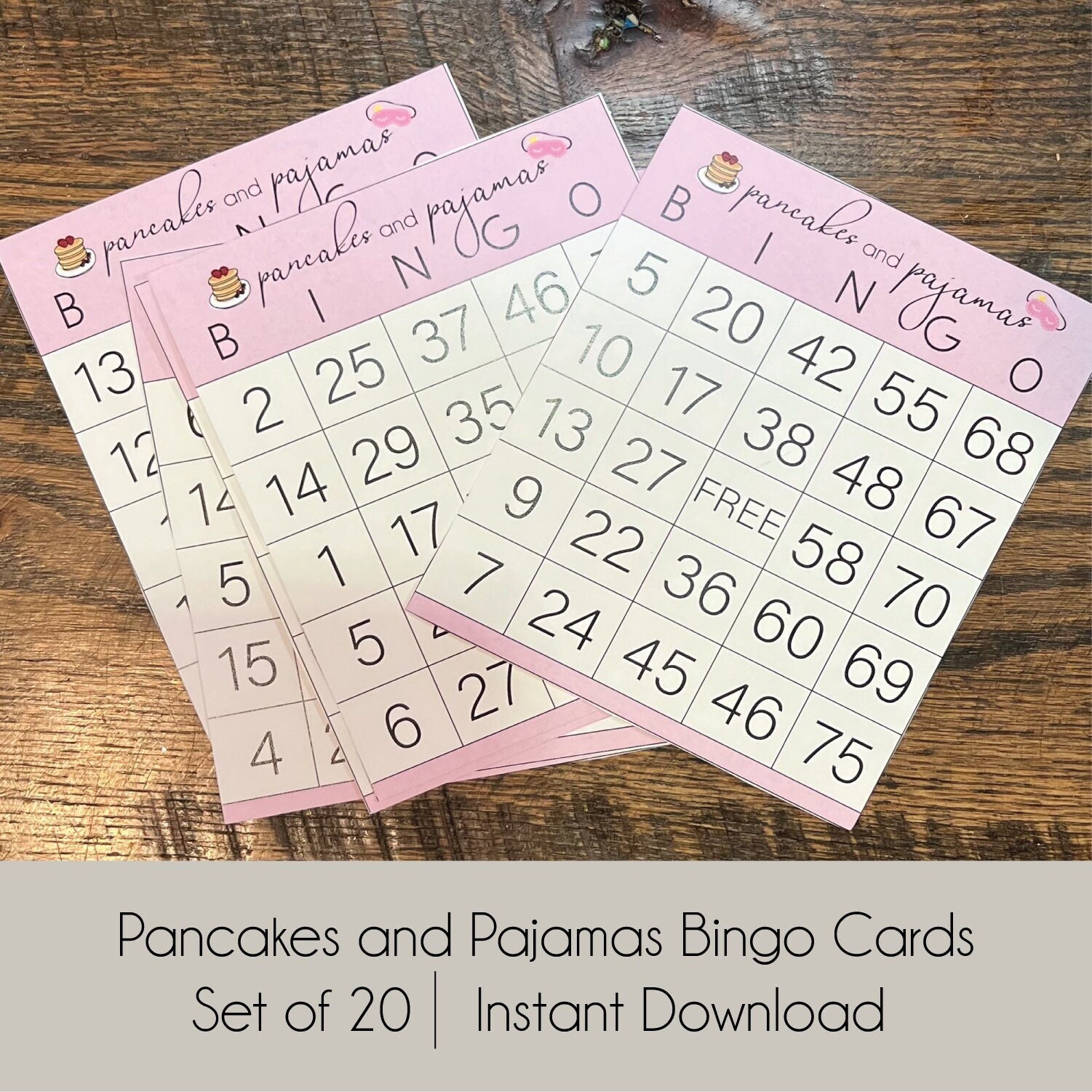 Pancakes and Pajamas Bingo Cards -printable Bingo Game -slumber Party ...