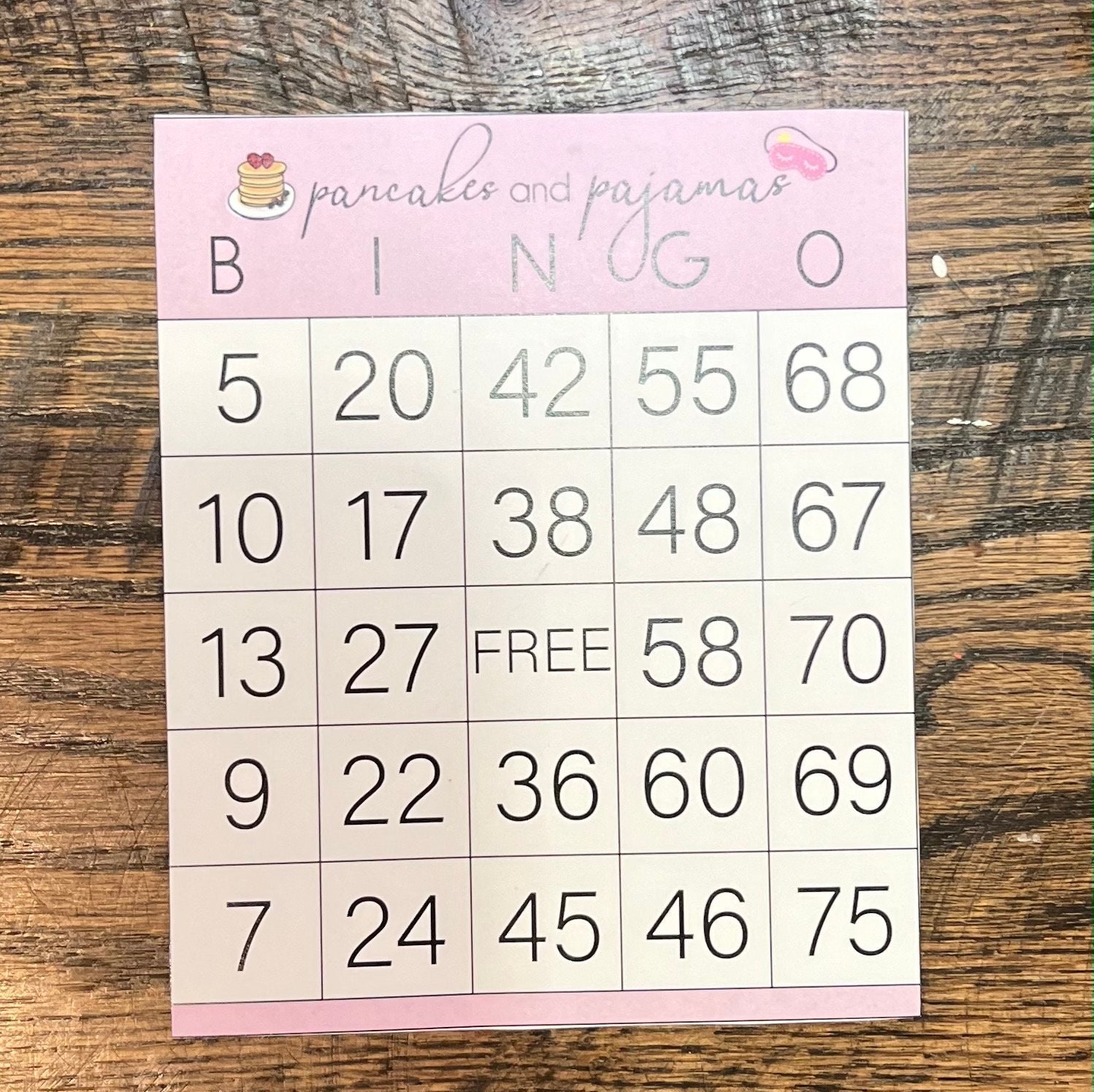 Pancakes and Pajamas Bingo Cards -printable Bingo Game -slumber Party ...