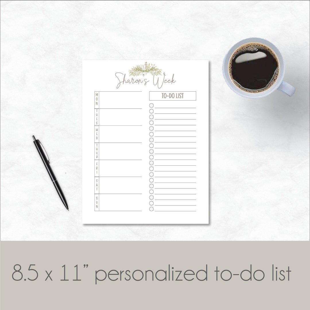 Personalized Weekly Planner Notepad- Custom To-do List Notepad, Weekly ...