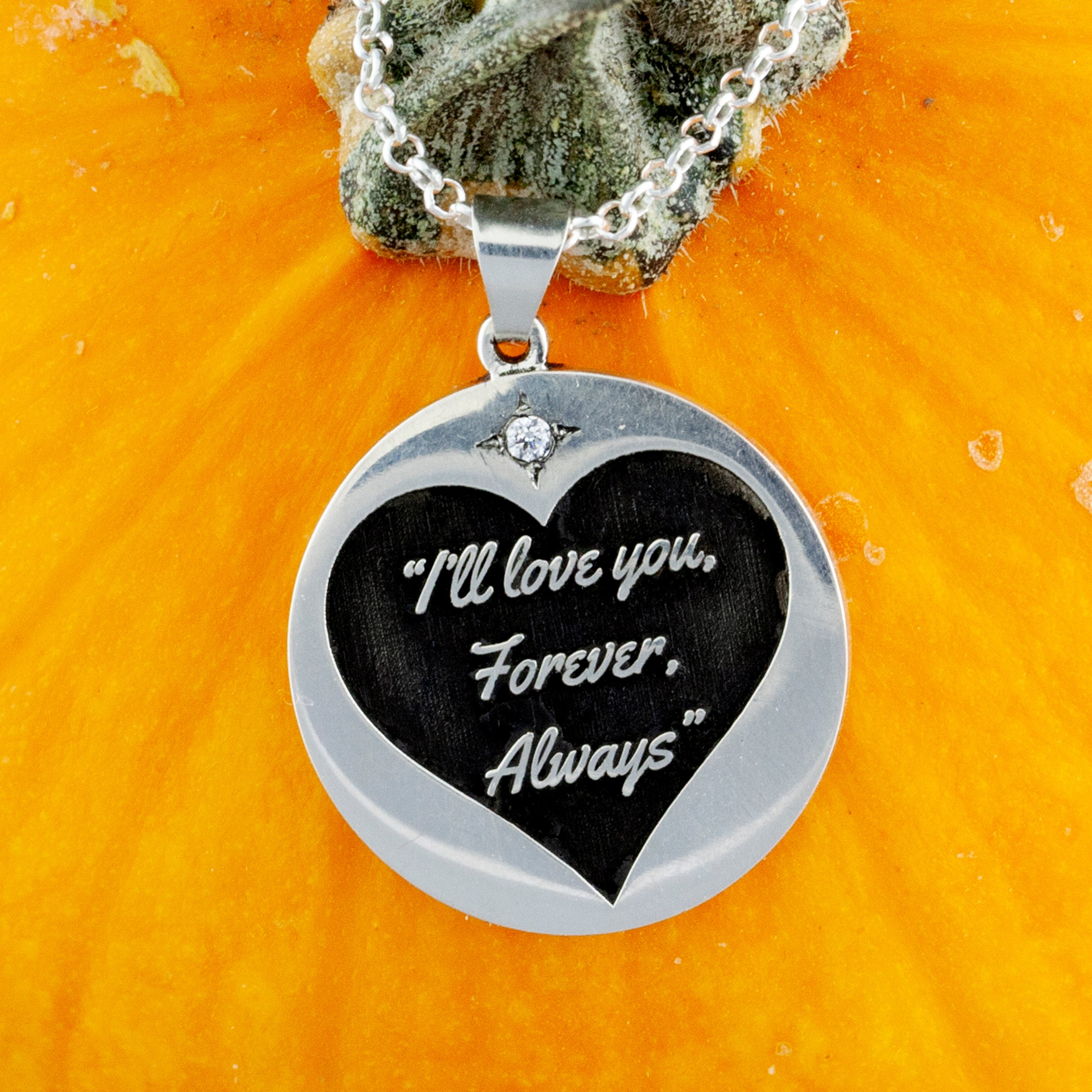 Custom Quote Necklace, Personalized Quote Necklace - Round With Heart ...
