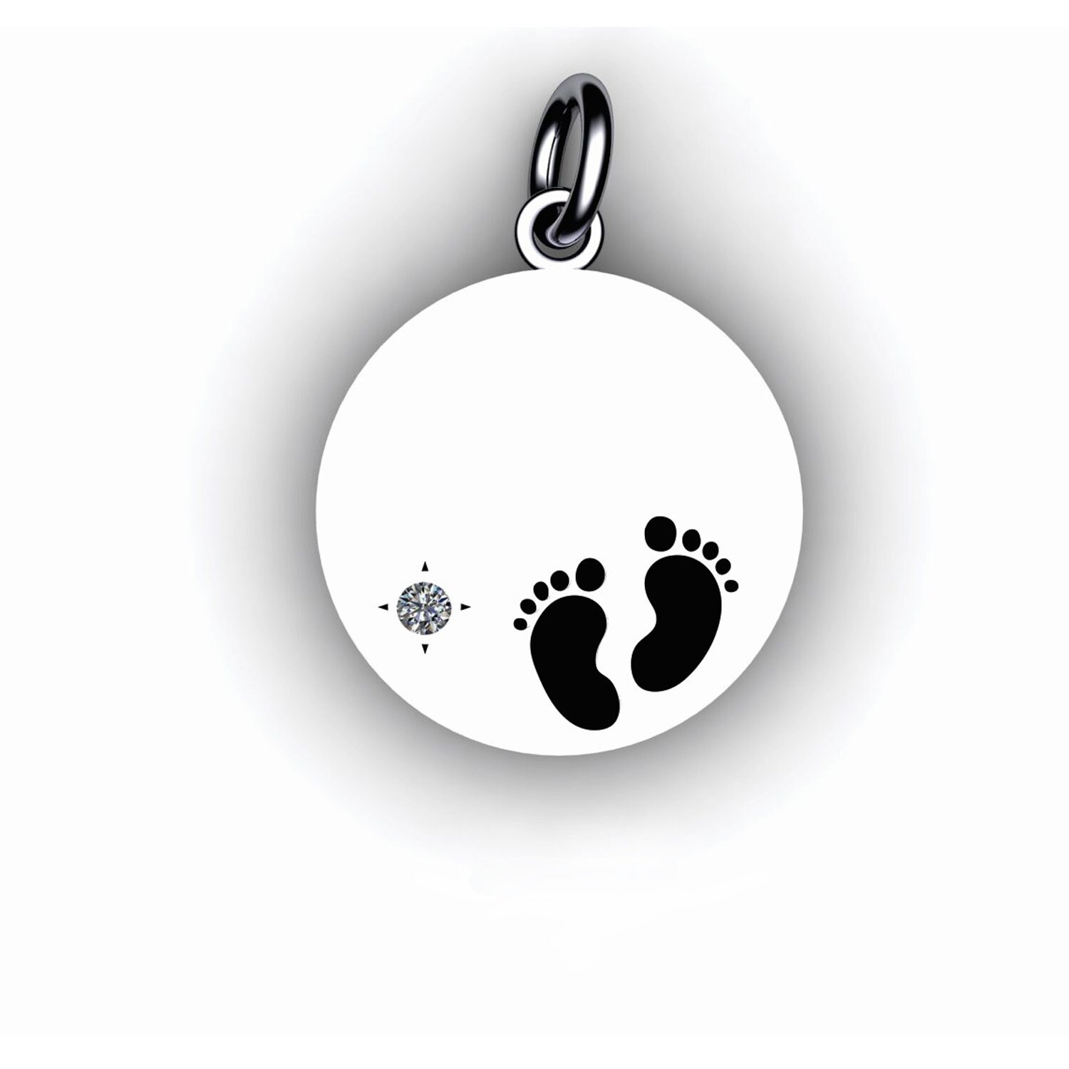 Custom Baby Feet Round Domed Charm With Birthstone - 15mm - Personalize ...