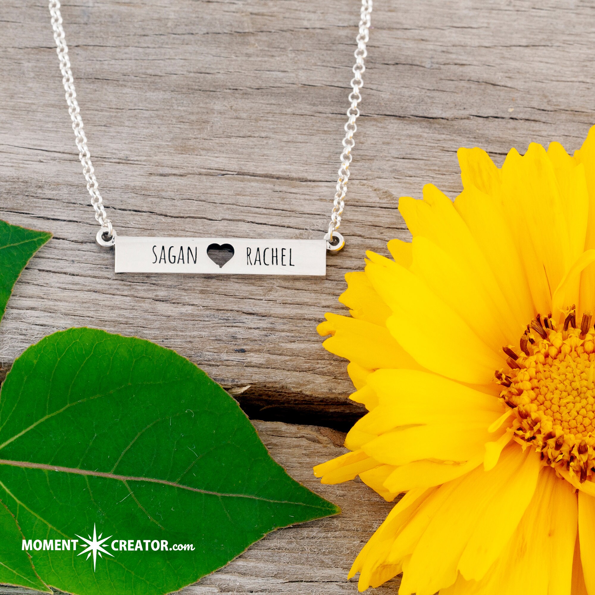 Cut Out Heart Bar Necklace - Custom Bar Necklace - Custom Heart Bar ...