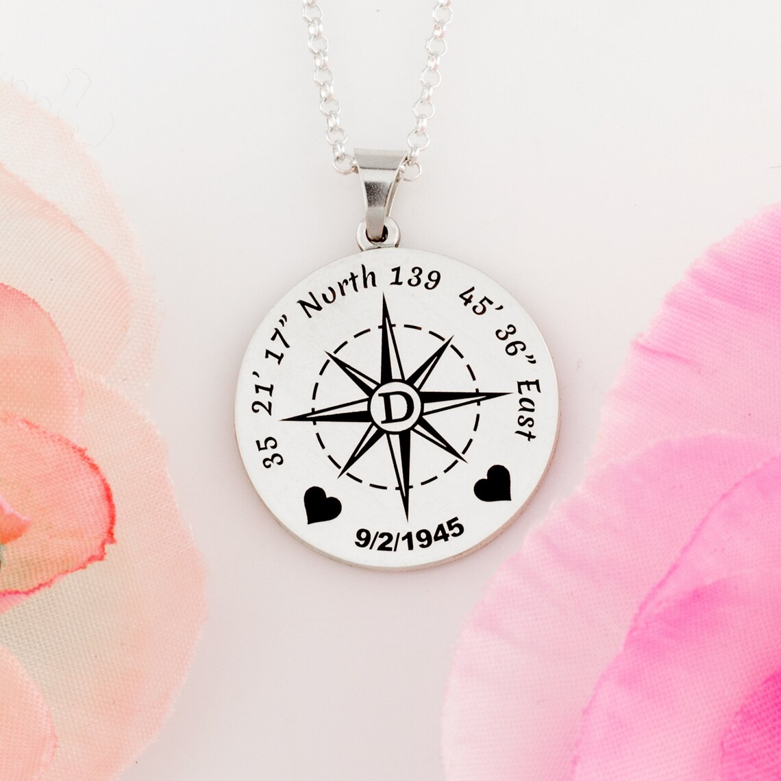 Geographic Coordinate Necklace GPS Coordinates Coordinate - Etsy