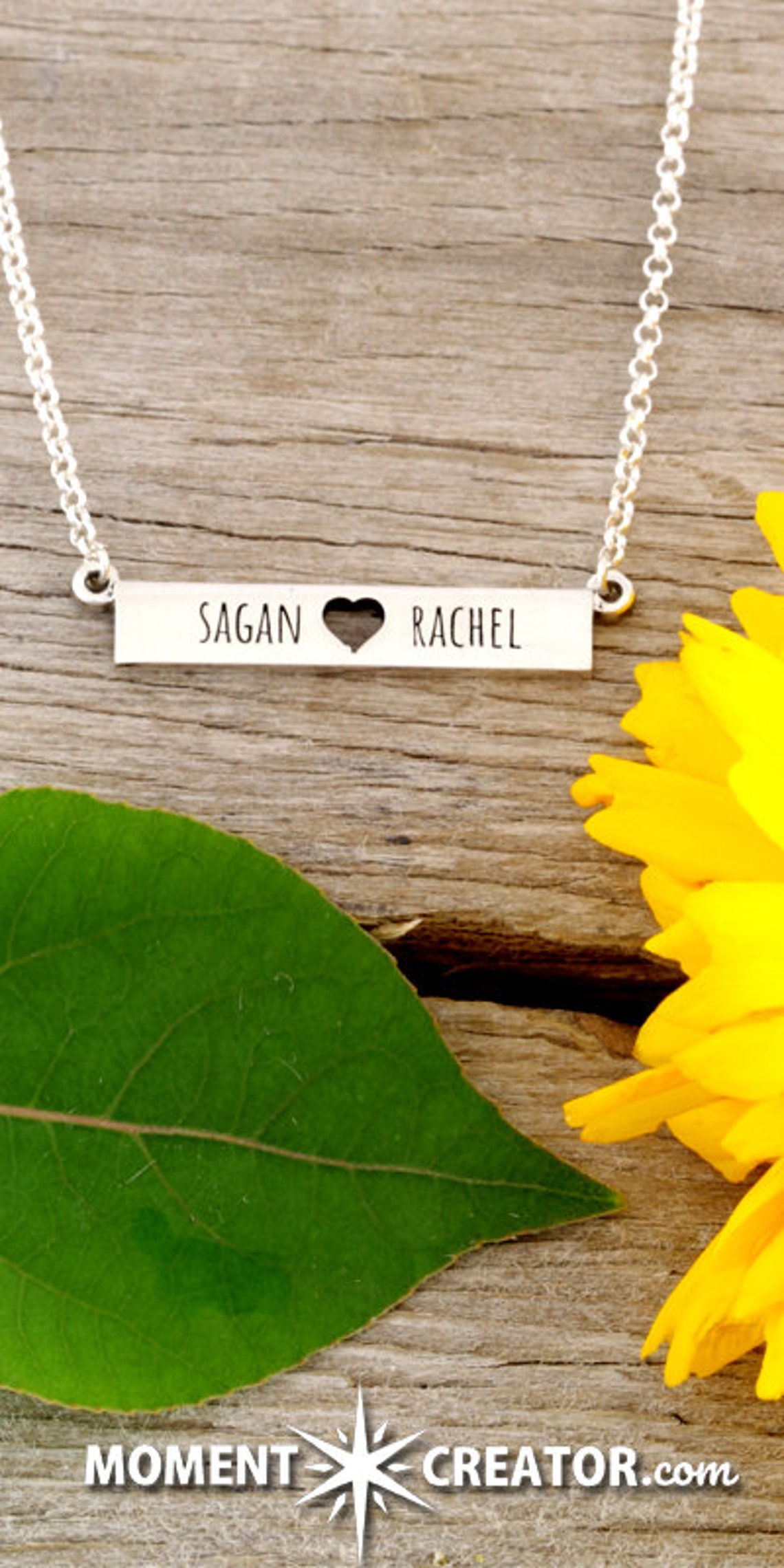 Cut Out Heart Bar Necklace - Custom Bar Necklace - Custom Heart Bar ...