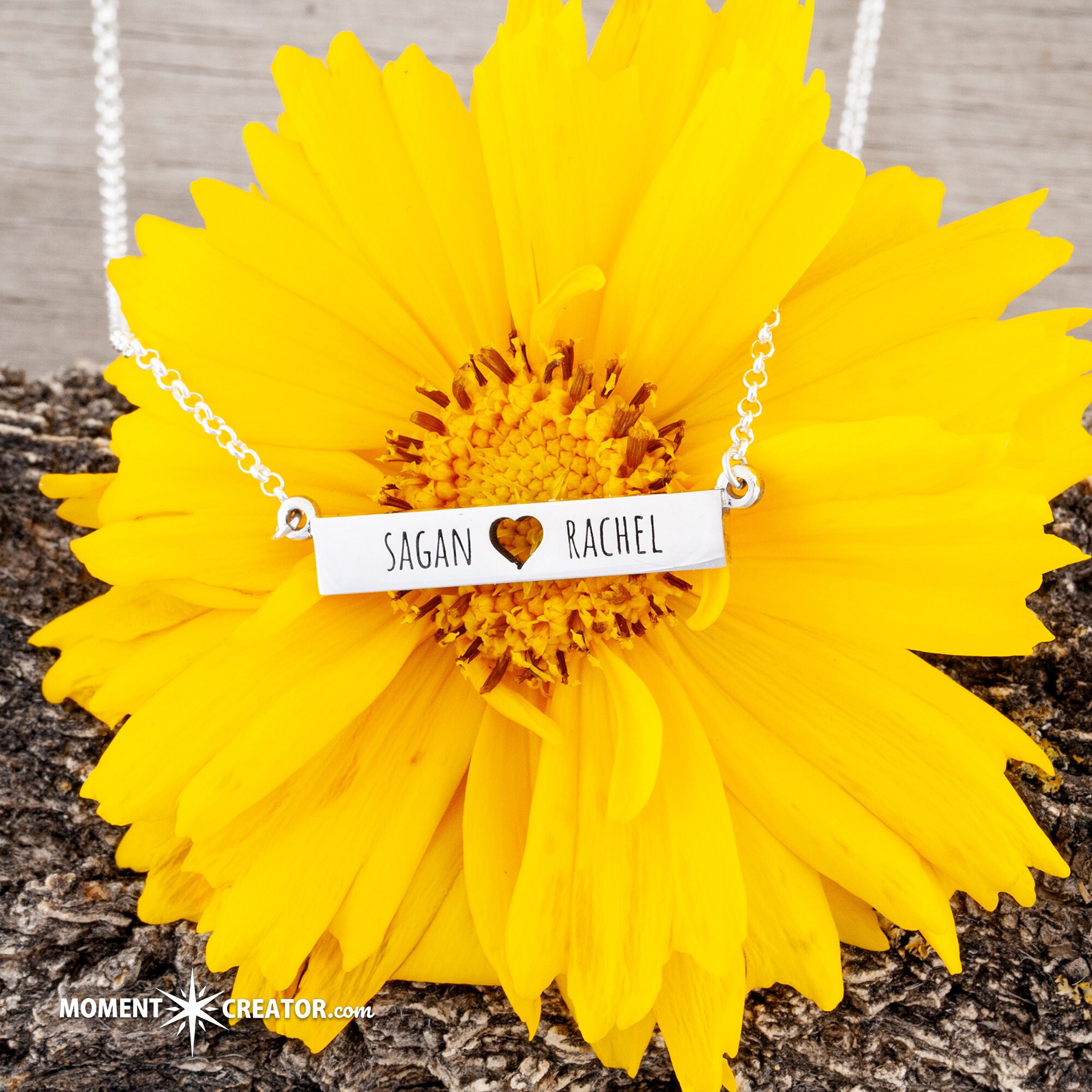 Cut Out Heart Bar Necklace - Custom Bar Necklace - Custom Heart Bar ...