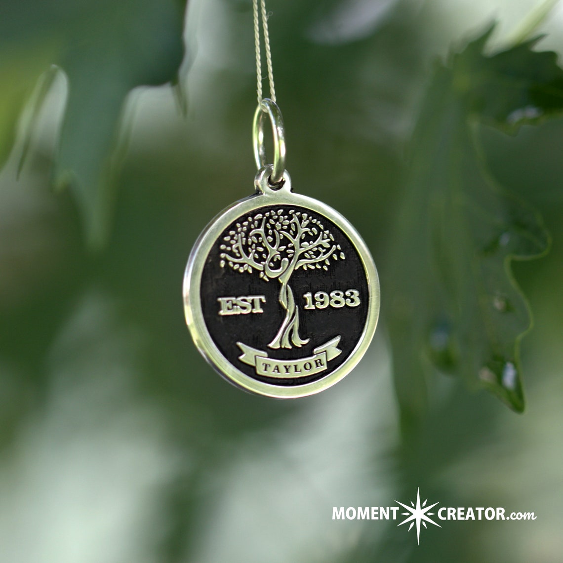 Custom Family Tree Round Embossed Pendant - 20mm - Personalize With ...