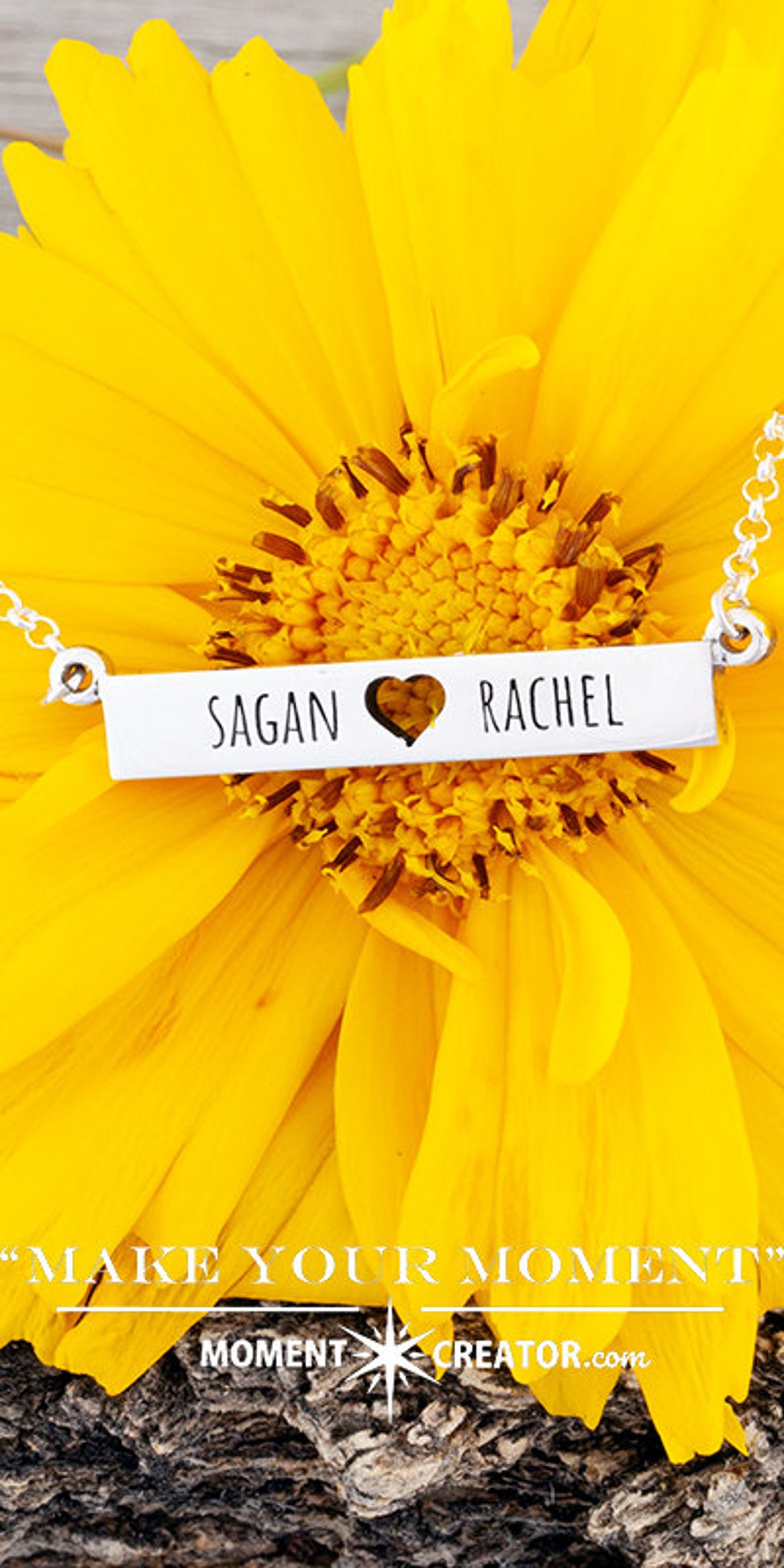 Cut Out Heart Bar Necklace - Custom Bar Necklace - Custom Heart Bar ...
