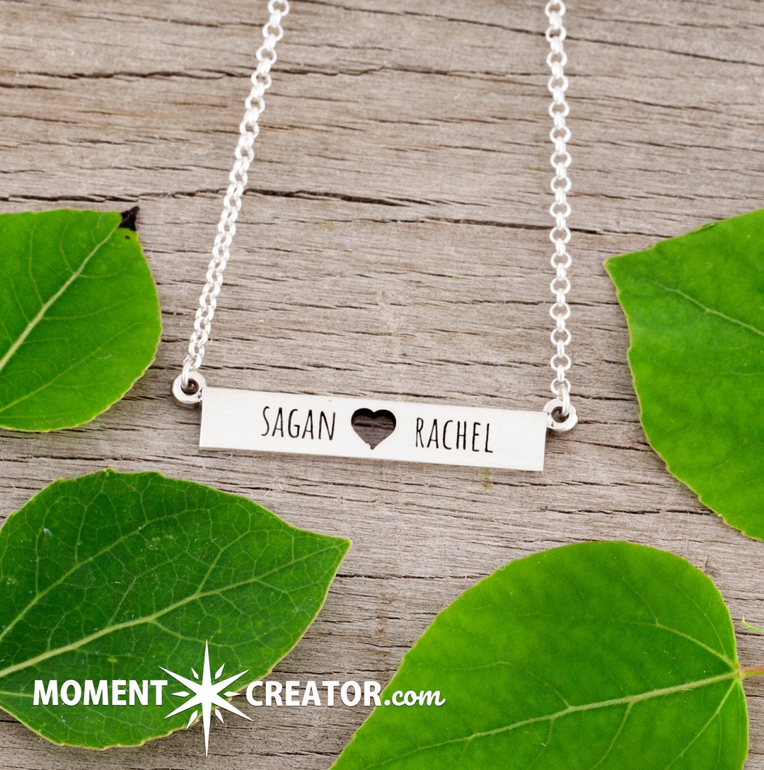 Cut Out Heart Bar Necklace - Custom Bar Necklace - Custom Heart Bar ...