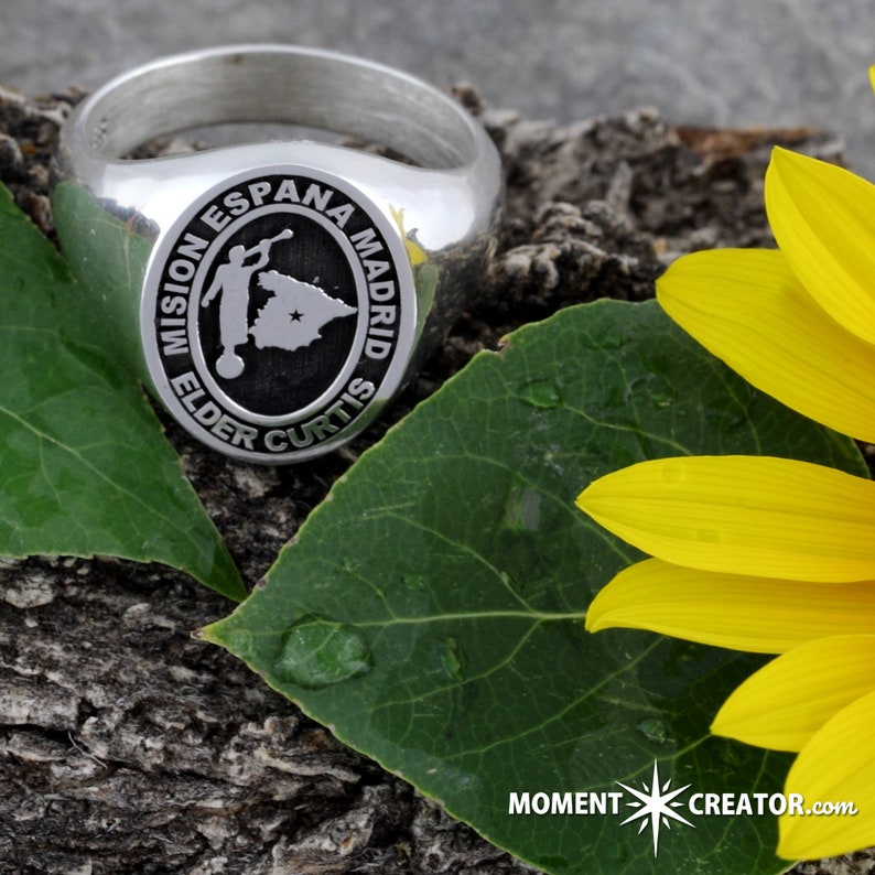 Mission Ring for Elder - Oval Embossed Ring With Moroni and Mission ...