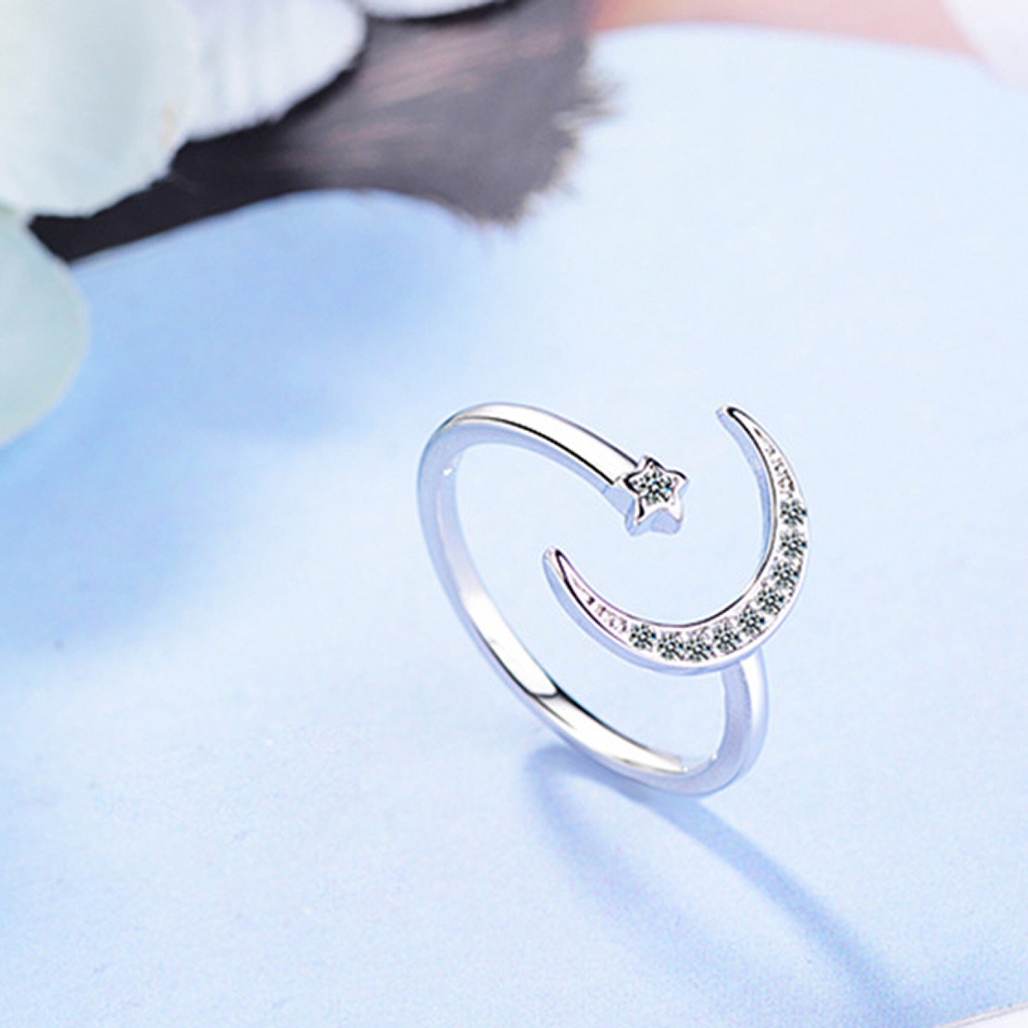 Anillo de la luna pequeña de plata de ley / anillo de la | Etsy