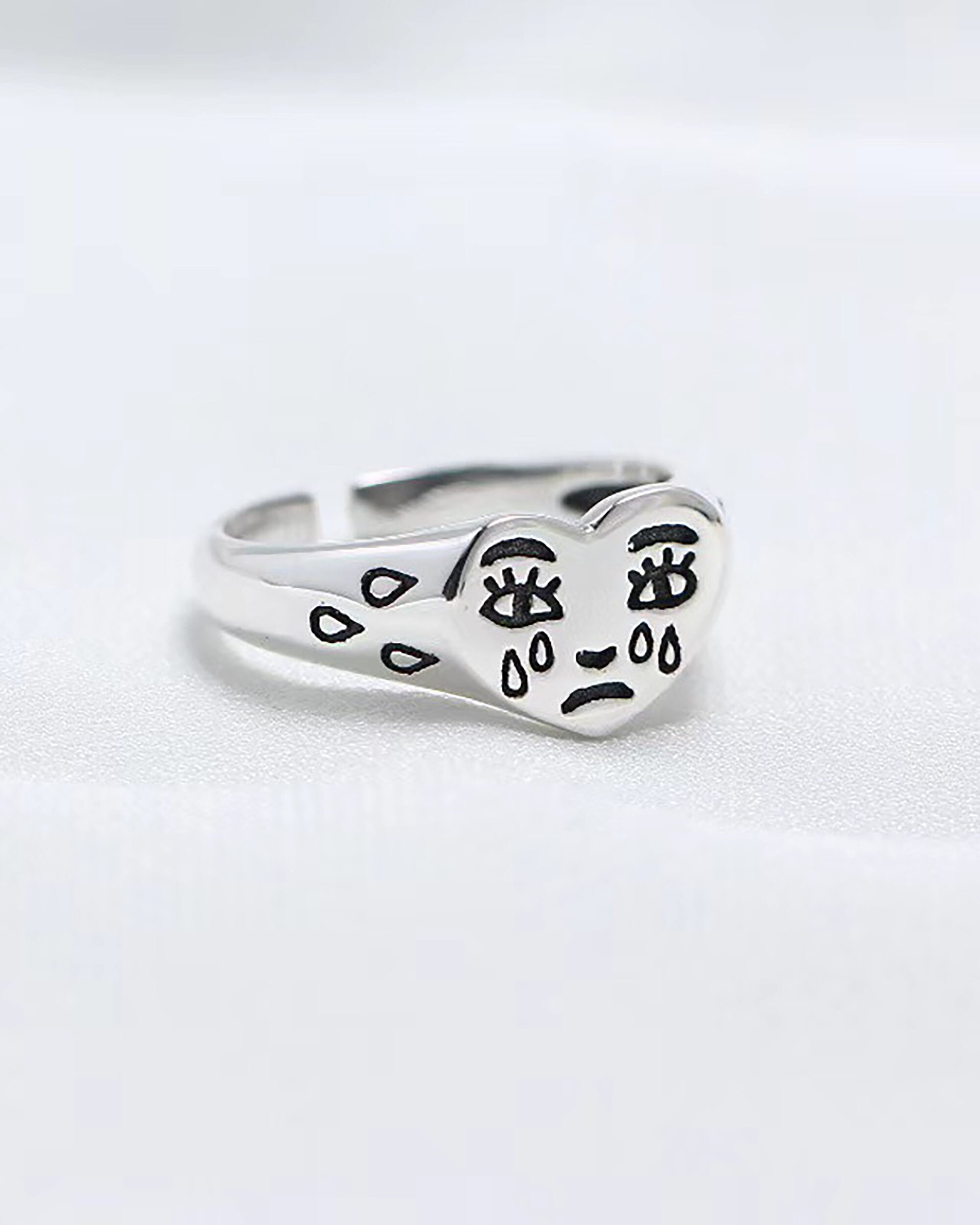 Crying Heart Ring Sad Ring Tears Ring Broken up Ring - Etsy