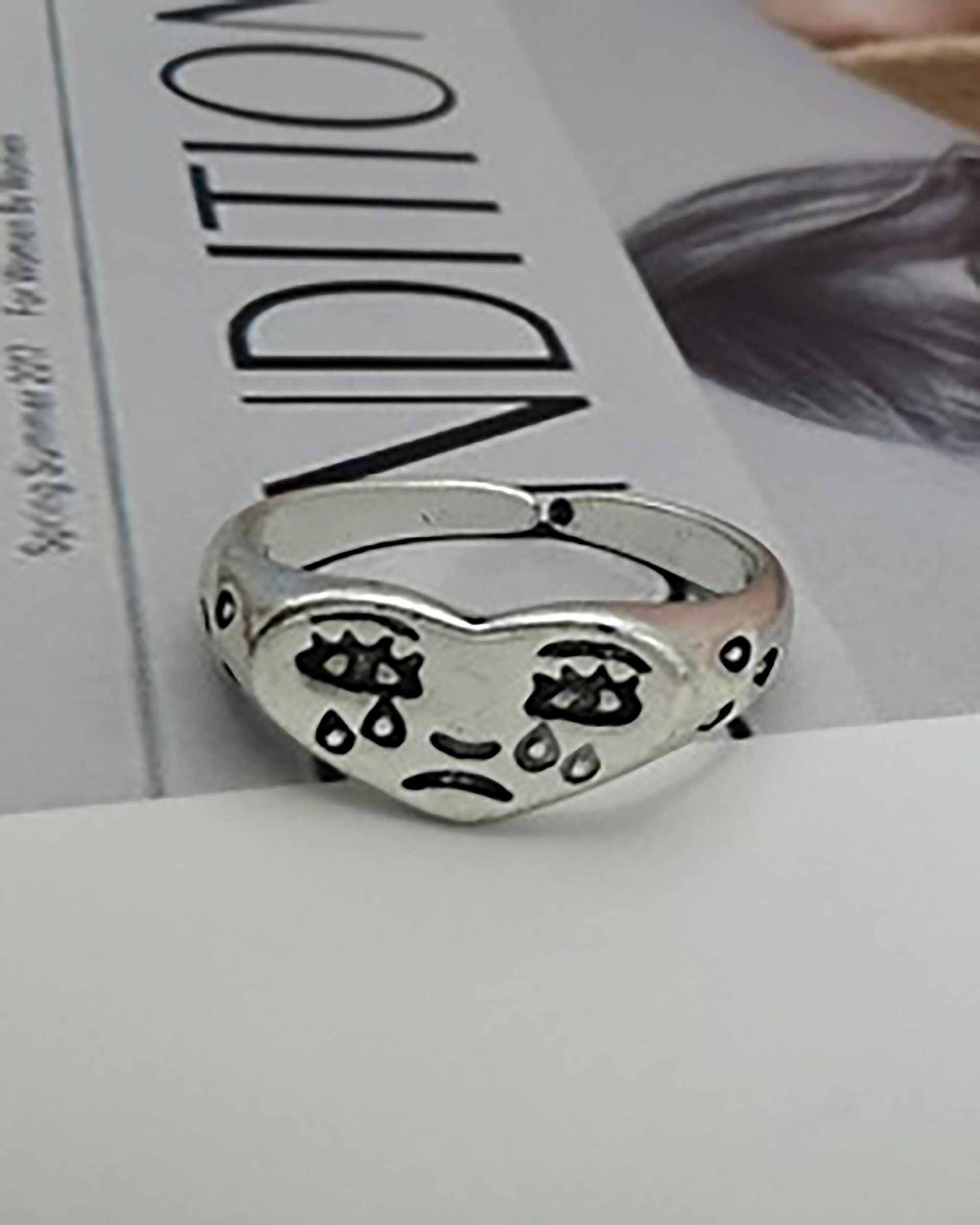 Crying Heart Ring Sad Ring Tears Ring Broken up Ring - Etsy
