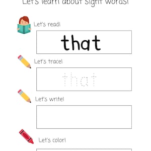 Printable FRY 100 Sight Words Printable Writing Practice Sheets; Back ...