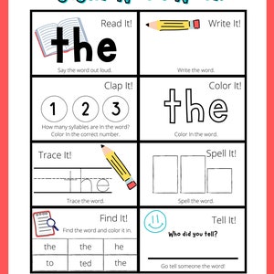 Printable FRY 1st 100 Sight Words Work Sheets Fry First 100, Back to ...