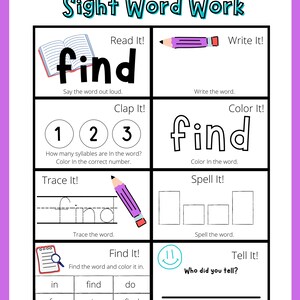 Printable FRY 1st 100 Sight Words Work Sheets; Fry First 100, Back to ...