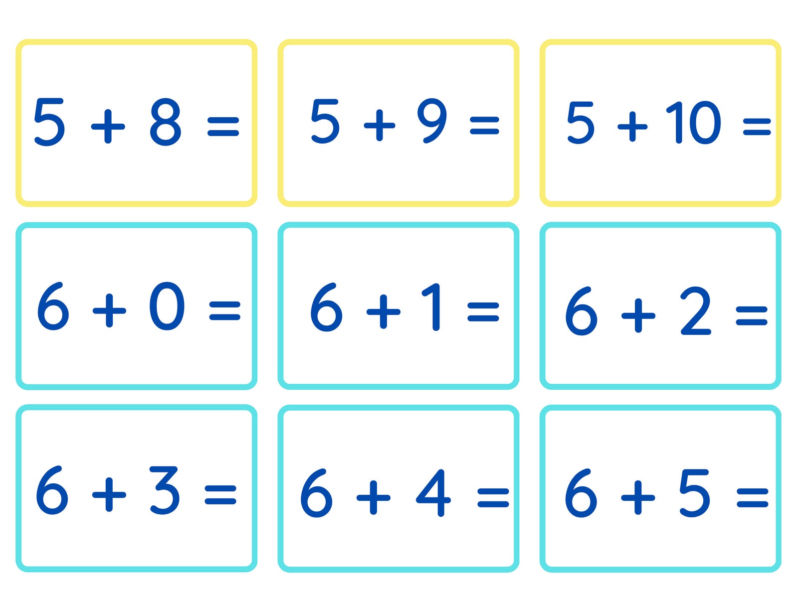 120 Addition Flashcards 0-10; Digital, Printable - Etsy