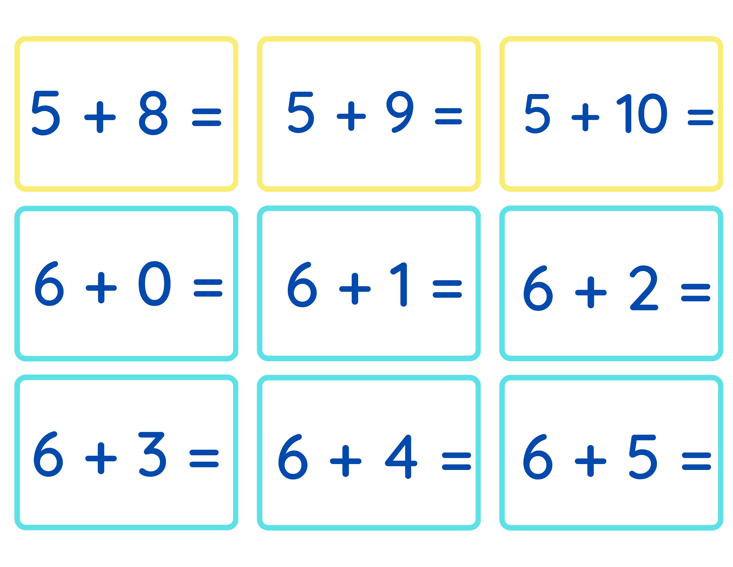 120 Addition Flashcards 0-10; Digital, Printable - Etsy