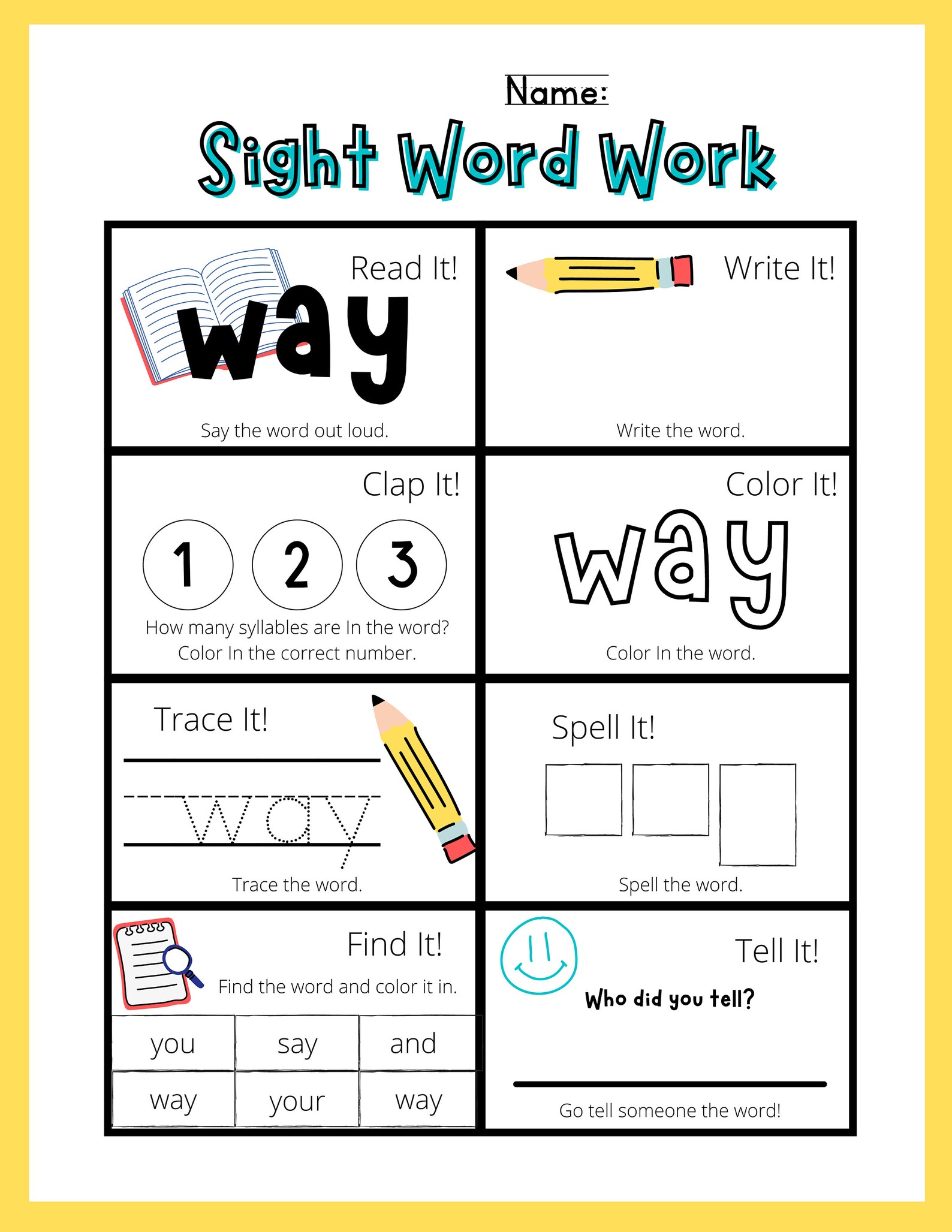 Printable FRY 1st 100 Sight Words Work Sheets Fry First 100, Back to ...