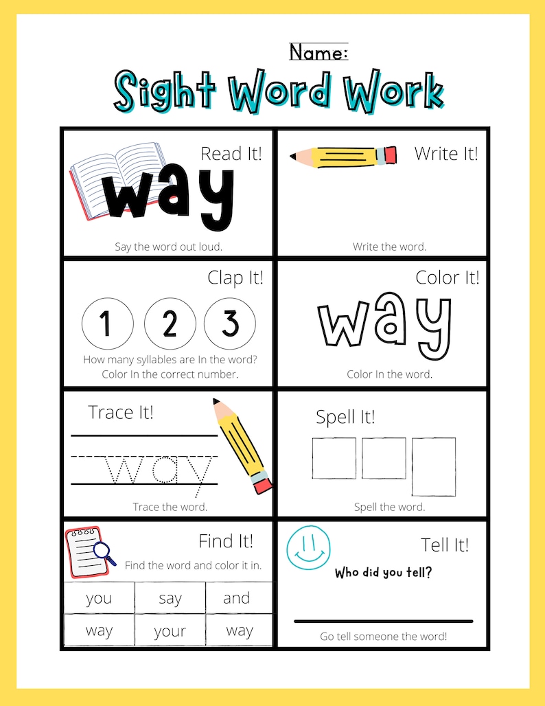 Printable FRY 1st 100 Sight Words Work Sheets; Fry First 100, Back to ...