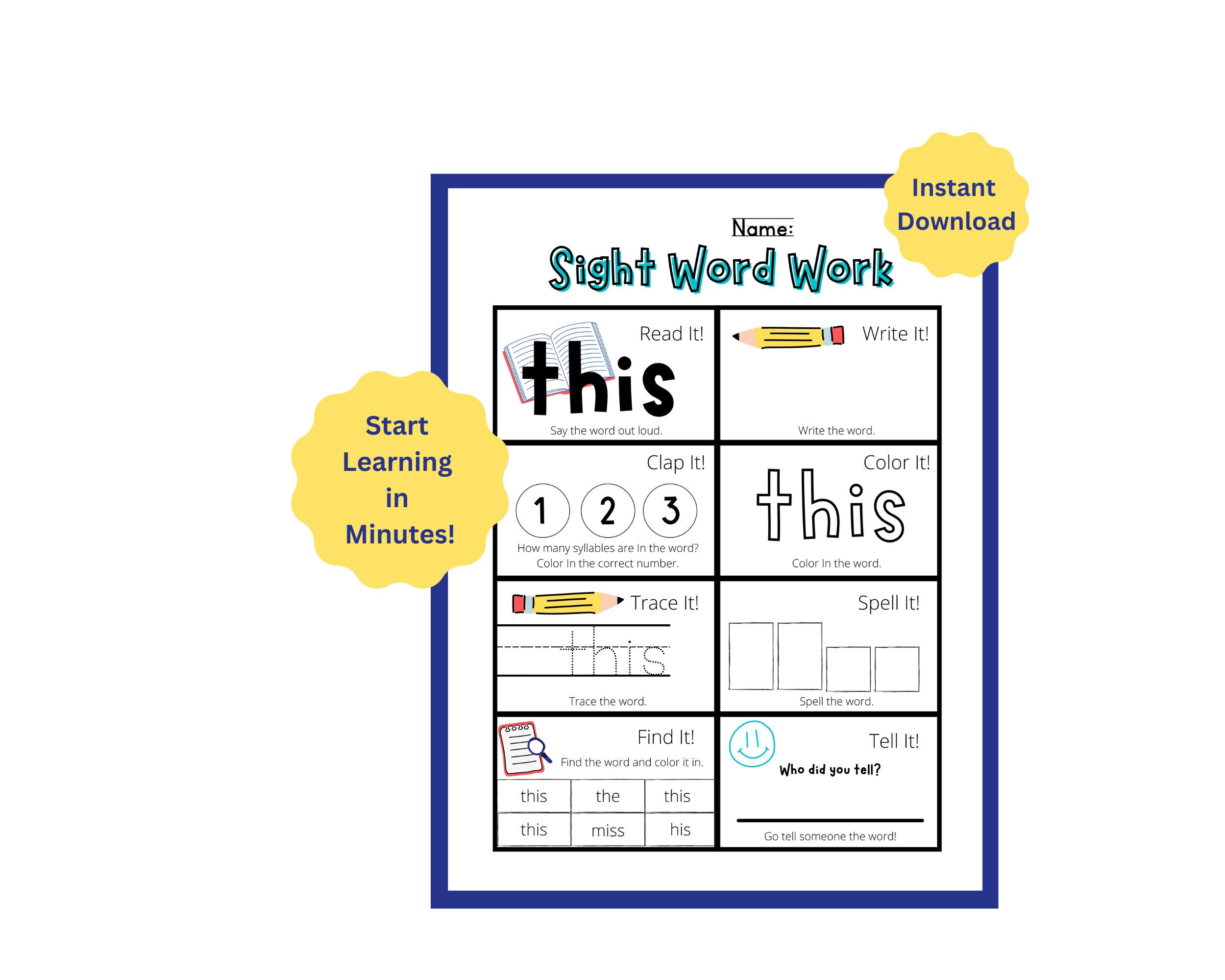 Printable FRY 1st 100 Sight Words Work Sheets; Fry First 100, Back to ...