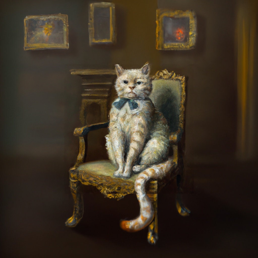 Sir Wembley Poses for a Portrait; Cat With Bow Tie Sitting in Chair ...