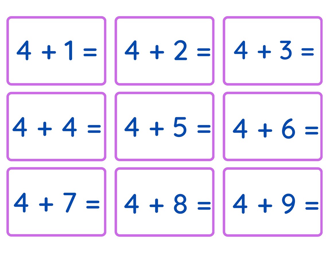 120 Addition Flashcards 0-10; Digital, Printable - Etsy