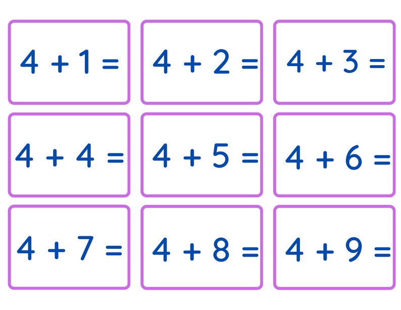 120 Addition Flashcards 0-10; Digital, Printable - Etsy