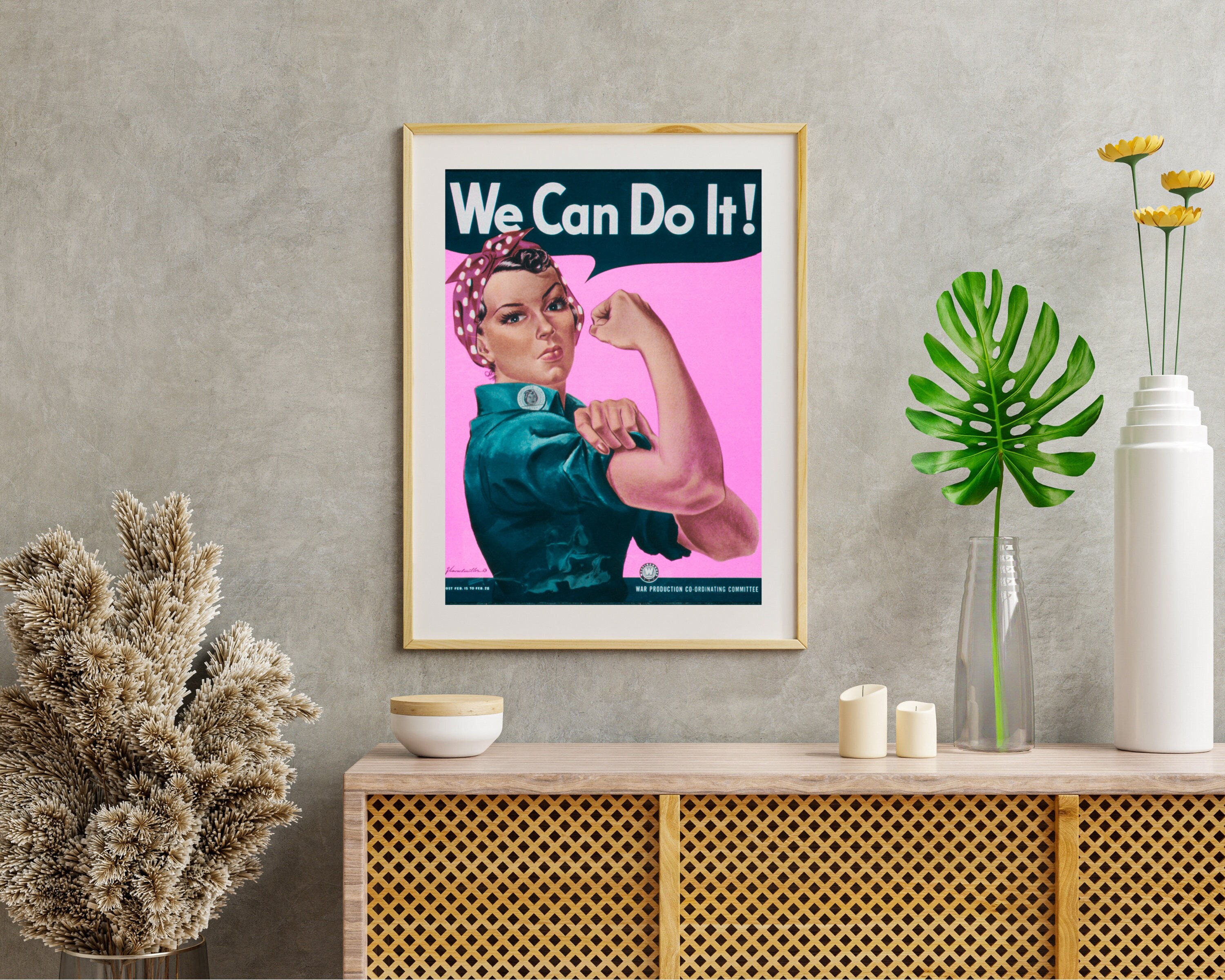 Pink Rosie the Riveter We Can Do It Art Poster, Print, Wall Art ...