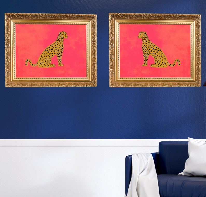 5" X 7" Set of 2 Chinoiserie Leopard Art Prints - Etsy