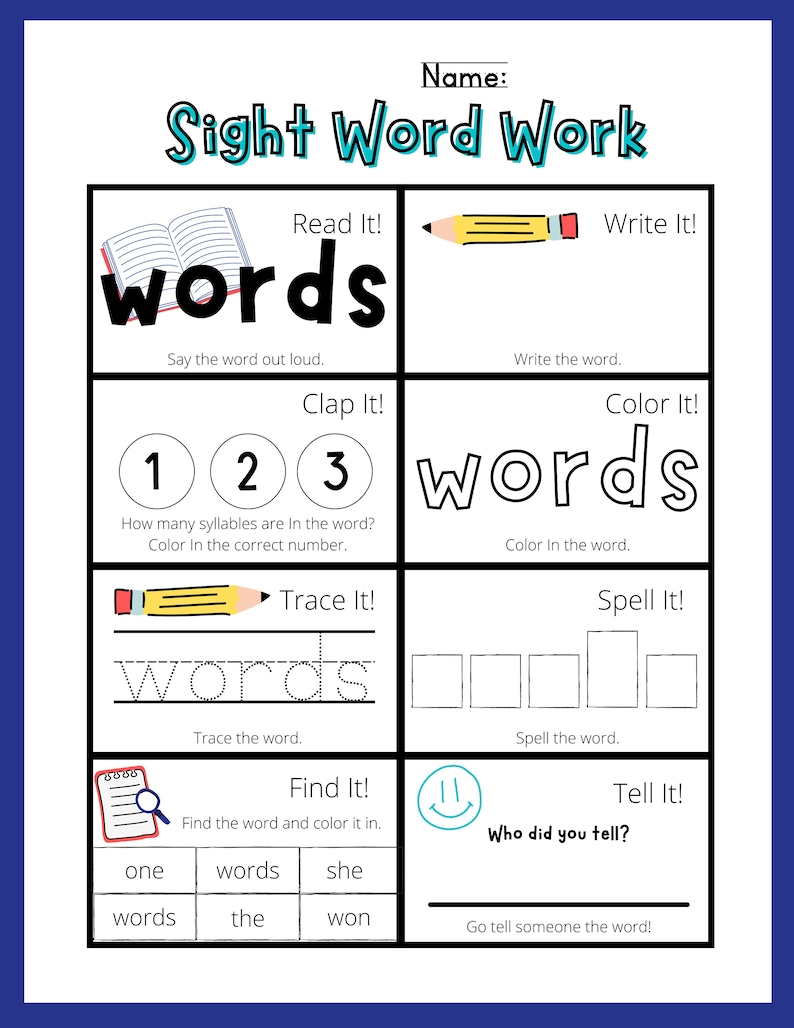 Printable FRY 1st 100 Sight Words Work Sheets; Fry First 100, Back to ...