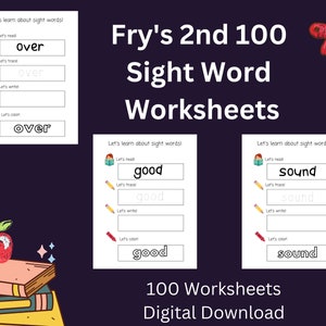 Fry's 2nd 100 Sight Words Printable Writing Practice Sheets ...