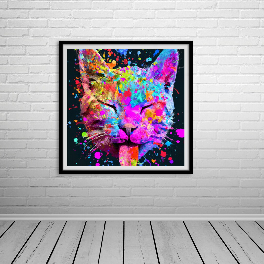 Cat Art Splatter Print - Digital; Chic, Modern, Abstract, Splatter ...
