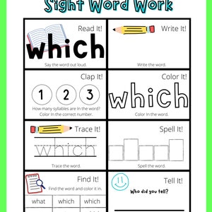 Printable FRY 1st 100 Sight Words Work Sheets; Fry First 100, Back to ...