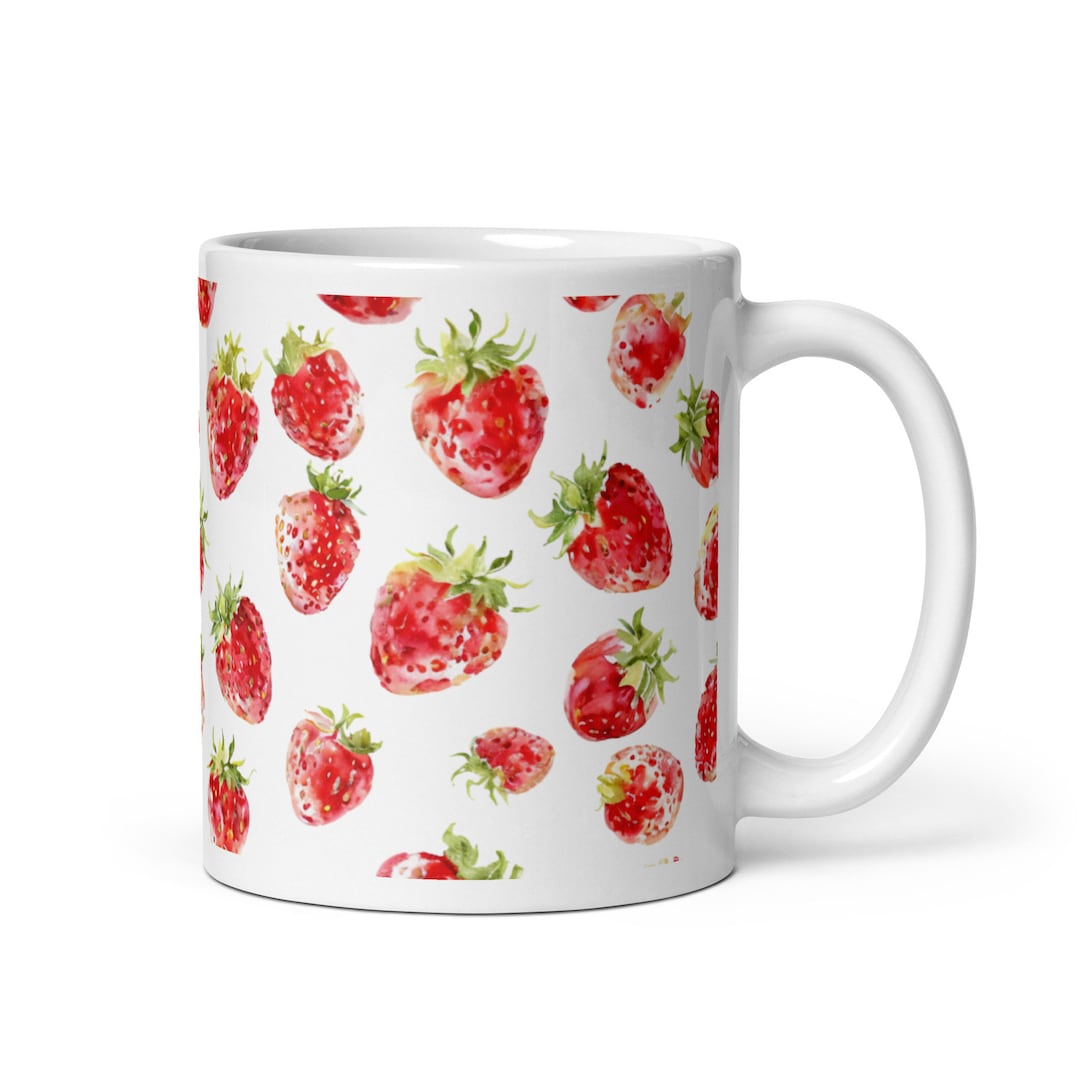 Strawberry 11 Ounce Ceramic Mug, Gardener Gift Idea, Strawberry Lovers ...