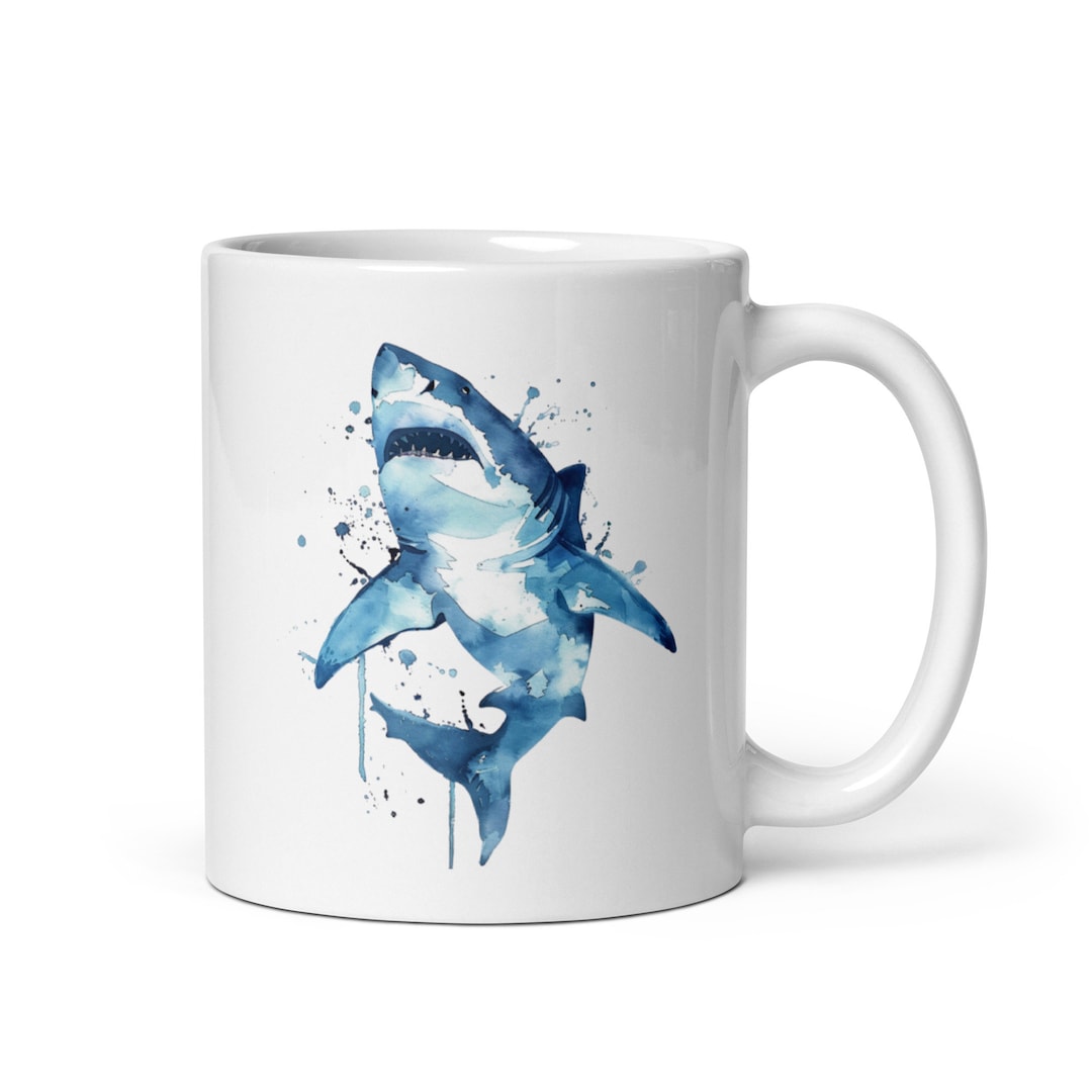 Ocean Shark Coffee Mug, 11oz Ceramic Cup Underwater Shark Scene, Shark ...
