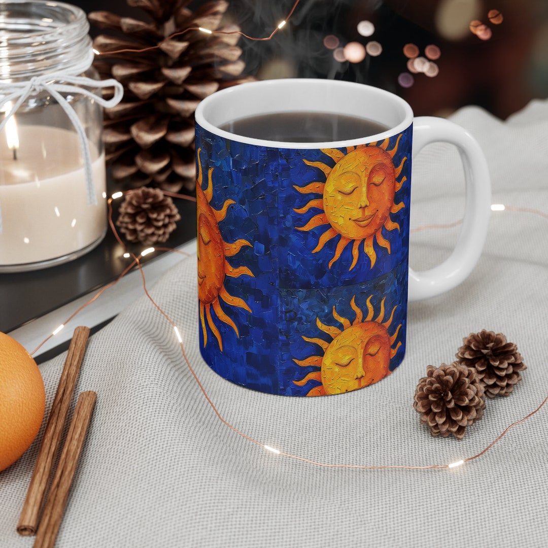 Sun Coffee Shop Mug Sunset Cup Solstice Mug - Acrylic Style - Hot Happy ...