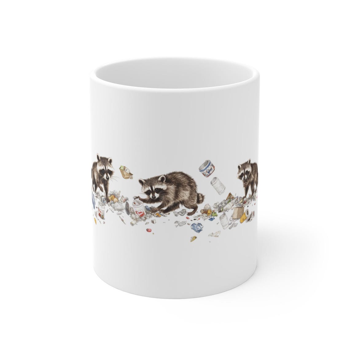 Raccoon Trash Coffee Mug - Garbage Dump Bin, Funny Animal Cup, Novelty ...